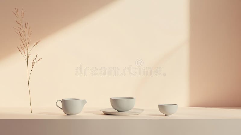 A Minimalist Tea Set Styled on a Smooth Pastel Surface with Elegant ...