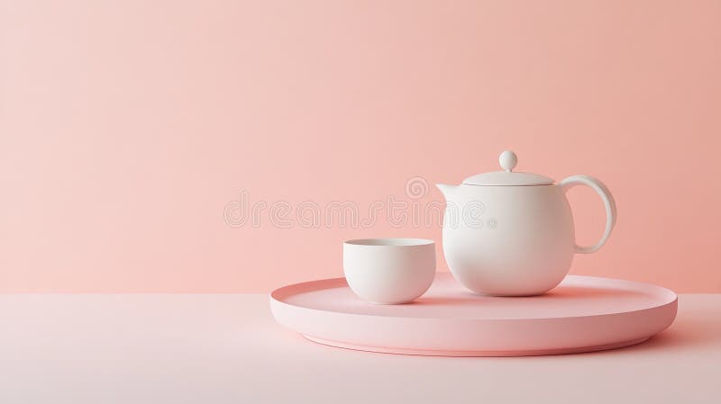 A Minimalist Tea Set Styled on a Smooth Pastel Surface with Elegant ...