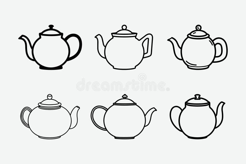 Minimalist Teapot and Outline Teapot Vector Stock Vector - Illustration ...