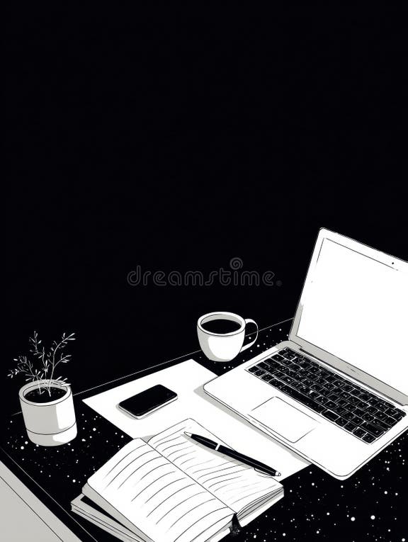 Minimalist Tech Desk Setup Showcasing an Open Notebook, Clean Margins ...