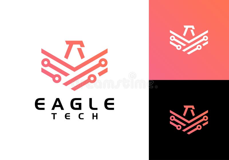 Minimalist Tech Eagle Line Art Logo Vector Design Stock Illustration ...