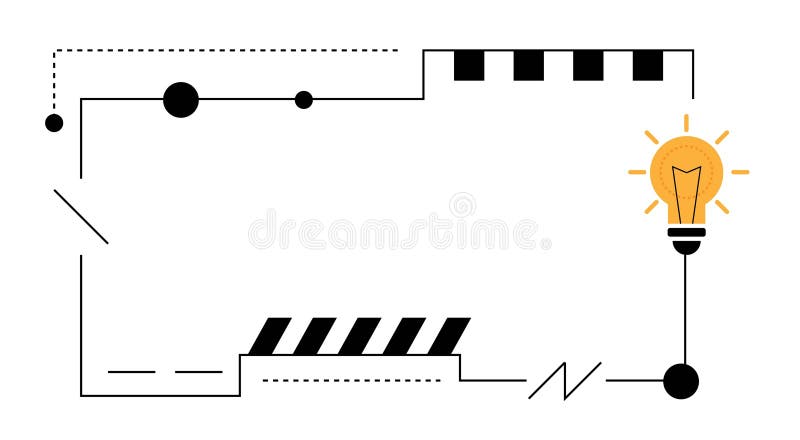 Minimalist Tech Frame Line Art with Light Bulb Stock Vector ...