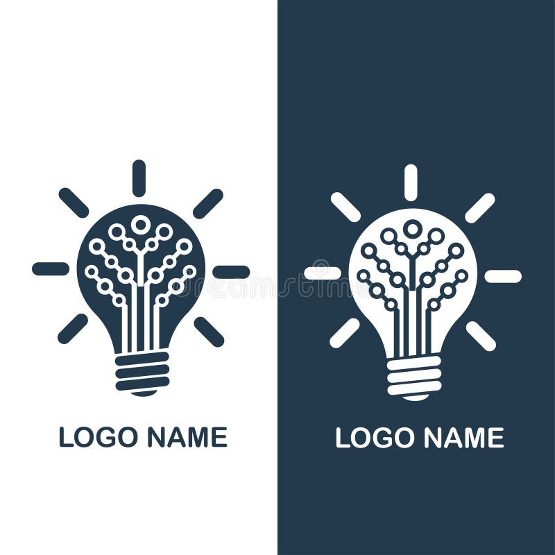 Minimalist Tech-inspired Logo Featuring a Light Bulb with ...