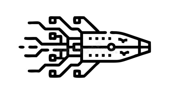 Minimalist Tech Spaceship Outline with Circuit Pattern for Sci-Fi Logo ...