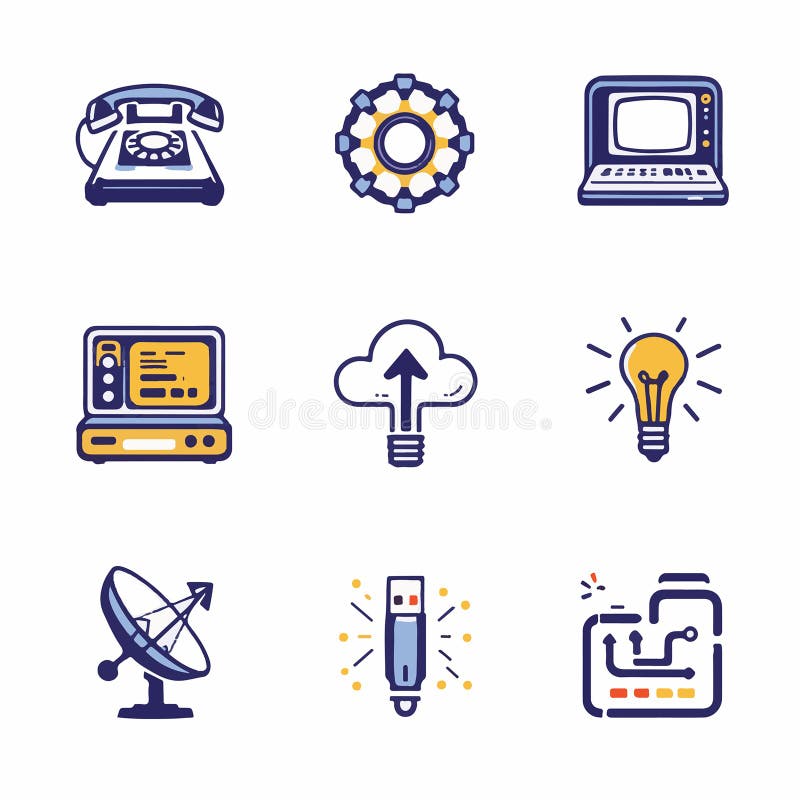 Minimalist Technology 9 Icon Vector Illustration Set Stock Vector ...