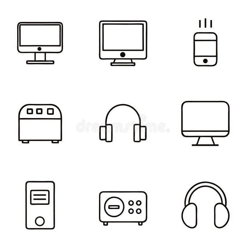 Minimalist Technology Line Icons Set for Digital Use Stock Vector ...