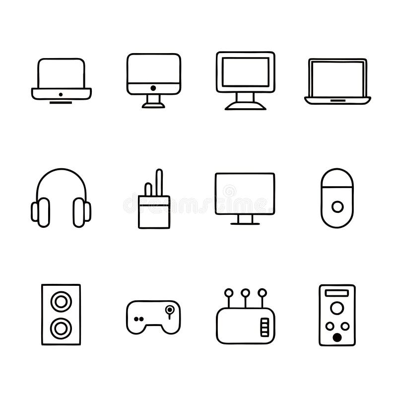 Minimalist Technology Line Icons Set for Digital Use Stock Vector ...