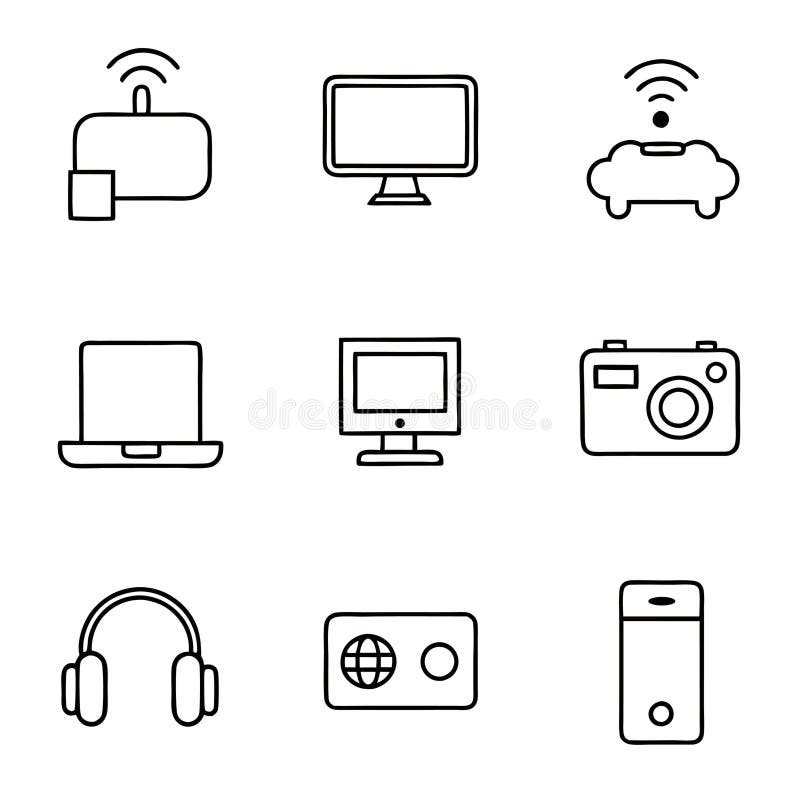 Minimalist Technology Line Icons Set for Digital Use Stock Vector ...