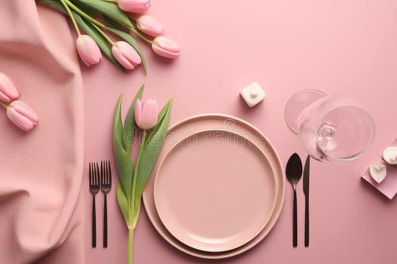 Minimalist Template Day Table Setting from Generative Ai Stock ...