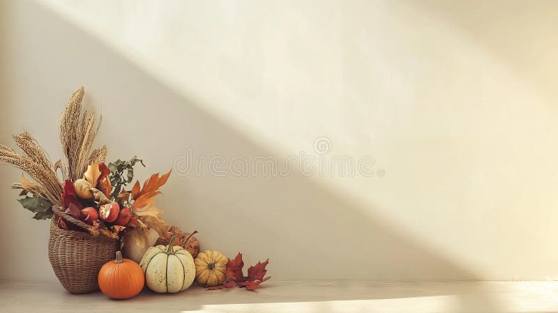 Minimalist Thanksgiving Scene with a Single Cornucopia Stock ...