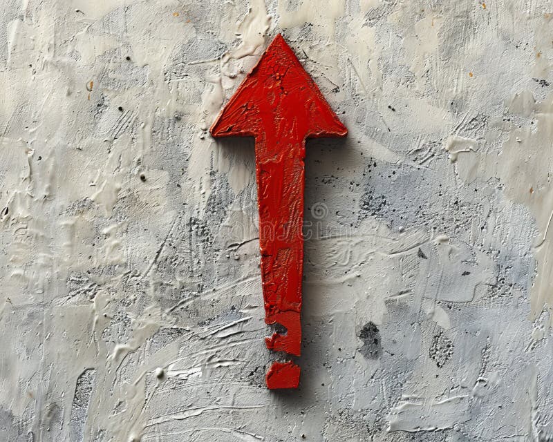 Minimalist Thick Red Arrow Pointing Down on Light Grey Canvas with ...