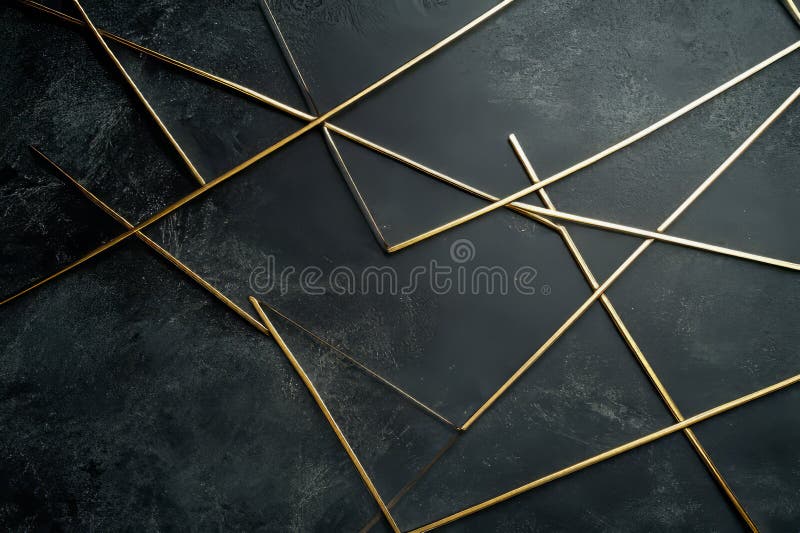 Minimalist Thin Gold Lines, Forming Intersecting Angular Shapes on a ...