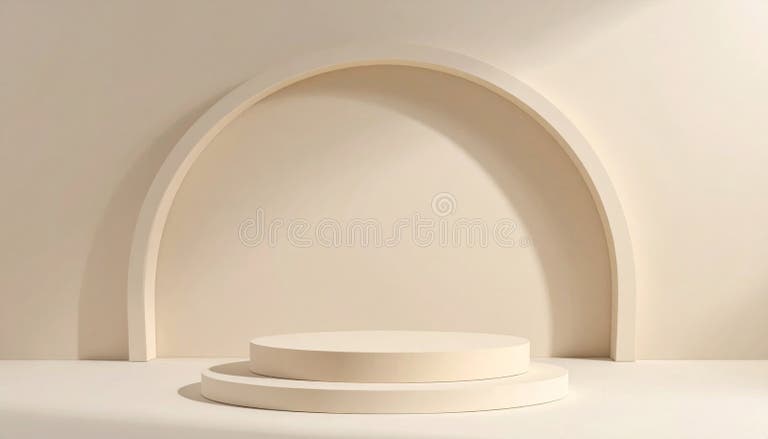 Minimalist Three Step Podium Under Beige Archway in Studio Setting for ...