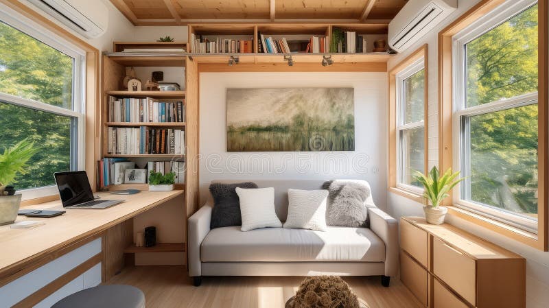 Minimalist Tiny Home Interior Stock Illustration - Illustration of quaint, stylish: 324853906