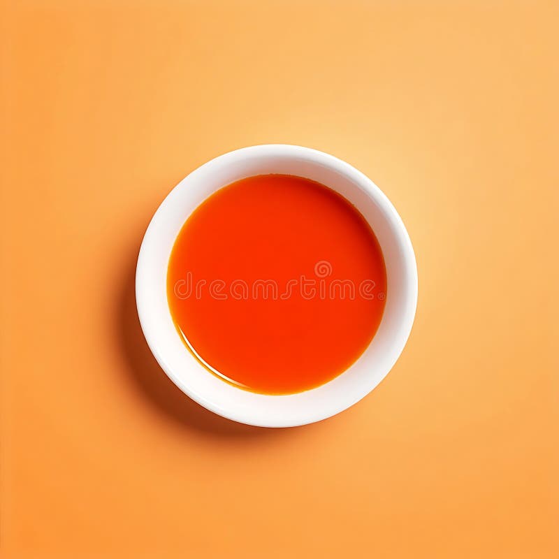 Minimalist Top-Down Image of White Ceramic Bowl with Vibrant Orange-Red ...