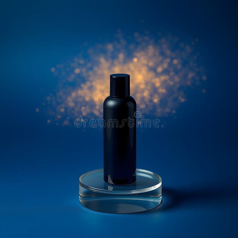 Serene Beauty: Cosmetic Bottle on Reflective Glass Base Against ...
