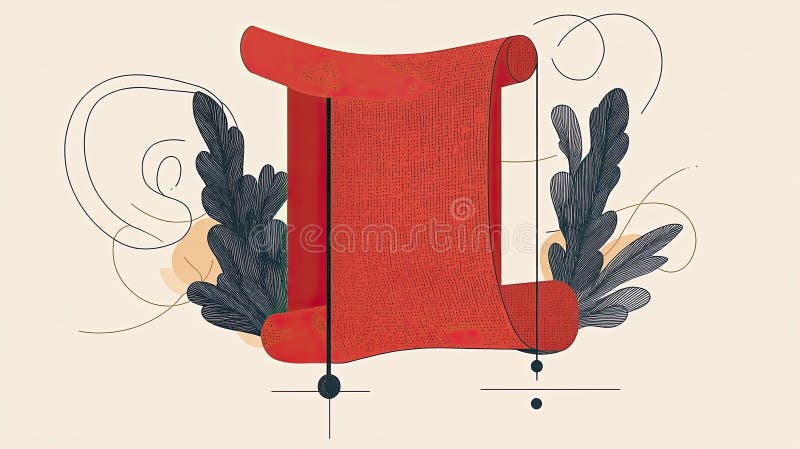 Minimalist Torah Scroll in Elegant Lines on a Soft Pastel Canvas ...