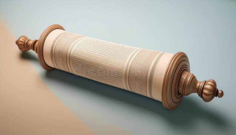 Minimalist Torah Scroll Line Drawing on a Soft Pastel Backdrop ...