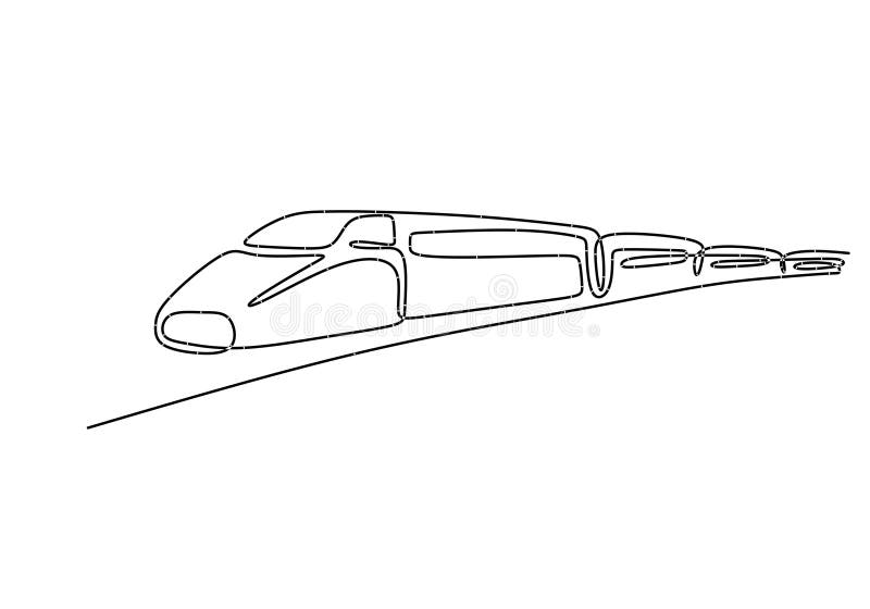 Minimalist Train Line Drawing. Simple Black Line Art of a Train on a ...