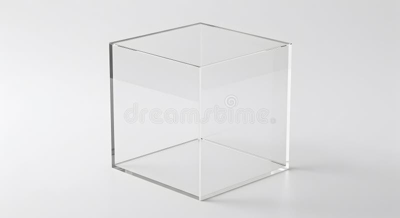 Minimalist Transparent Acrylic Box Casting Subtle Shadows on White ...