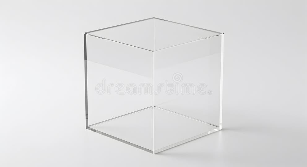 Minimalist Transparent Acrylic Box Casting Subtle Shadows on White ...