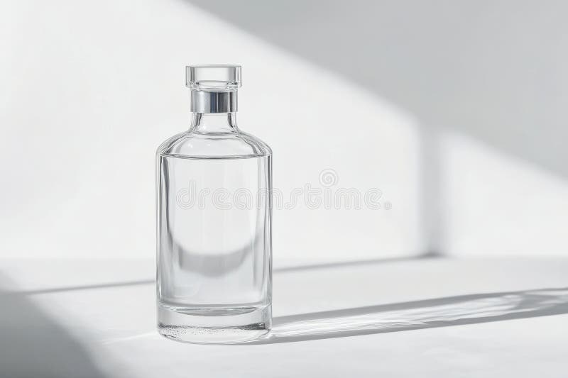 Minimalist Transparent Glass Bottle with Soft Ambient Light and Shadows ...