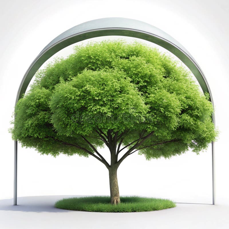 Minimalist Tree with Circular Canopy Stock Illustration - Illustration ...