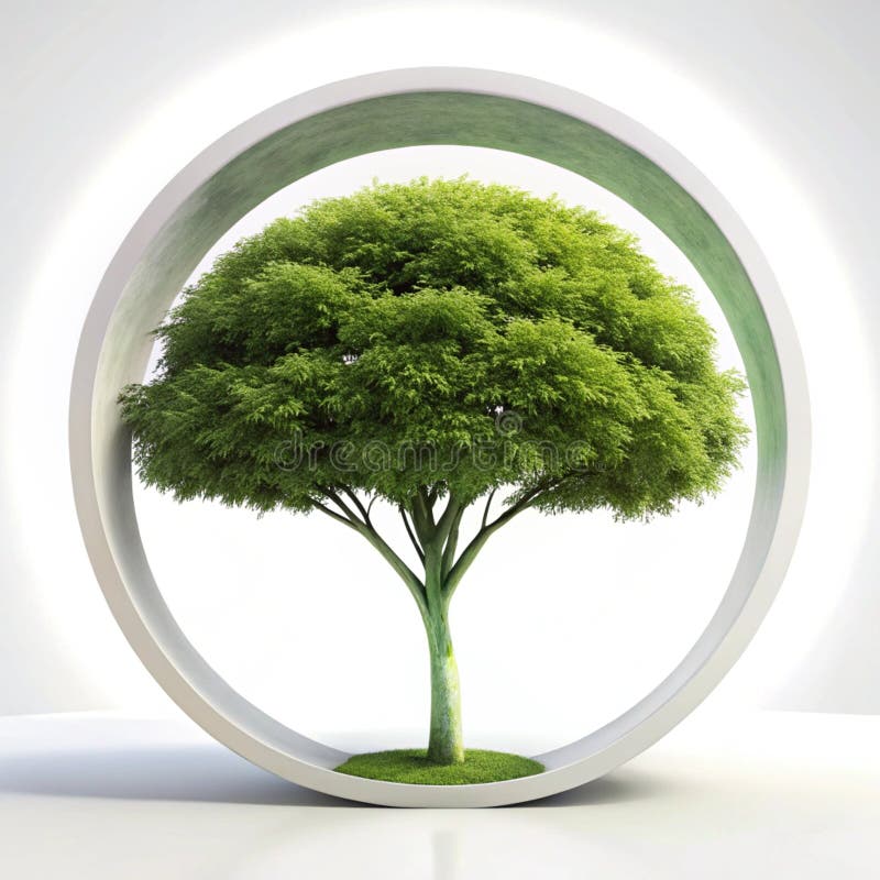Minimalist Tree with Circular Canopy Stock Illustration - Illustration ...
