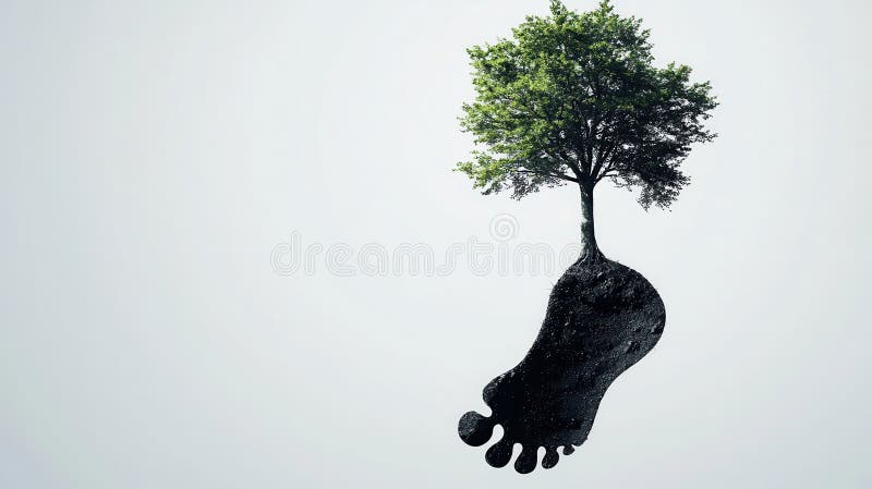 Minimalist Tree Growth from Carbon Footprint Concept Stock Image ...