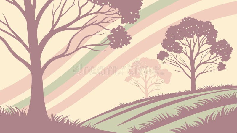 Minimalist Tree Landscape, Vector Design Generative AI Stock Vector ...