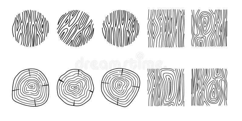 Minimalist Tree Rings and Wood Texture Line Art.Vector Illustration ...