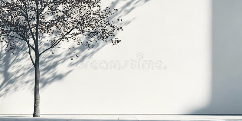 Minimalist Tree Shadow: White Wall Background Image Stock Illustration ...