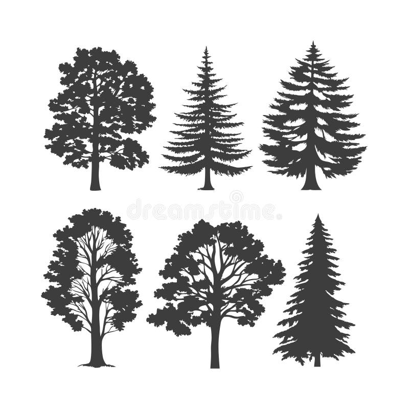 Minimalist Tree Silhouette Vector Art Set Ideal for Nature, Environment ...