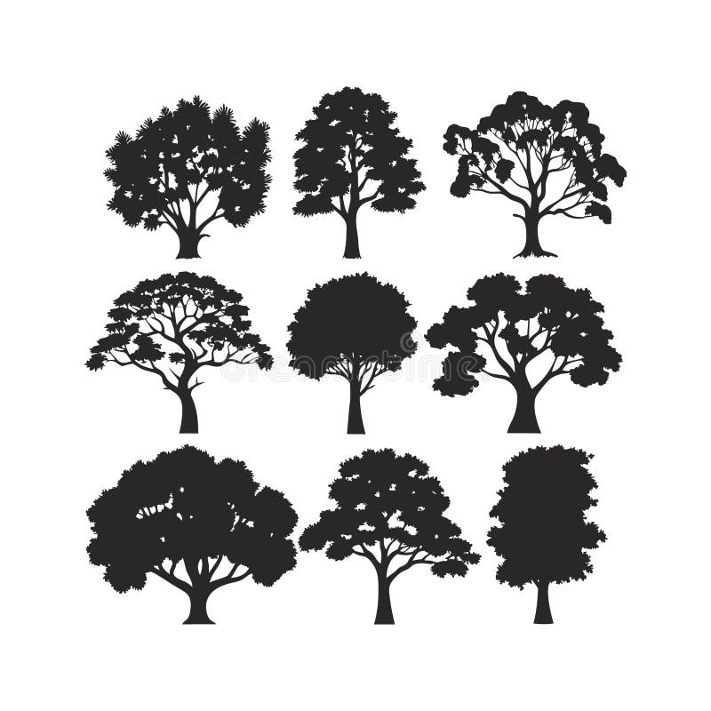 Minimalist Tree Silhouette Vector Art Set Ideal for Nature, Environment ...