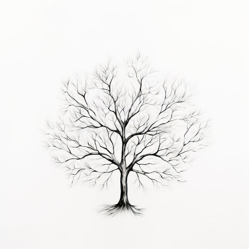 Minimalist Tree Singles Line Drawing on White Background Stock ...