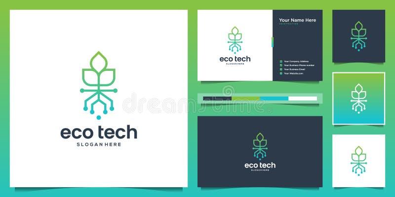 Minimalist Tree Tech Logo Design Template. Creative Idea Logo Leaf and ...
