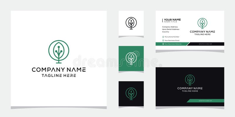 Minimalist Tree Tech Logo Design Template. Creative Idea Logo Leaf and ...