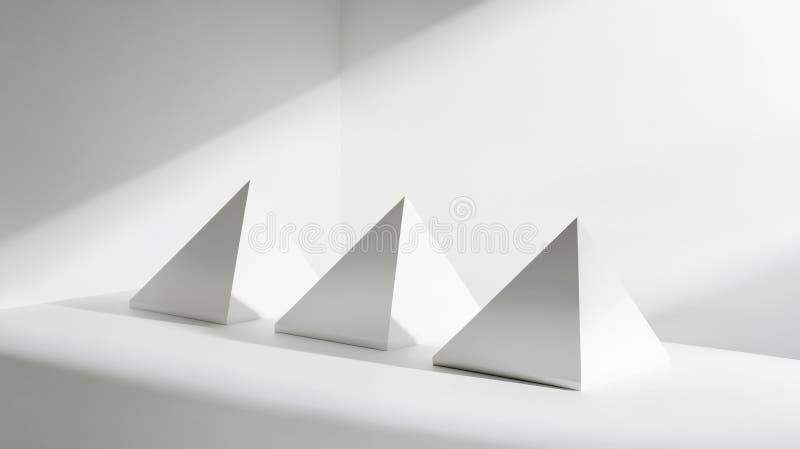 Minimalist Triangular Podiums on a White Surface Stock Illustration ...