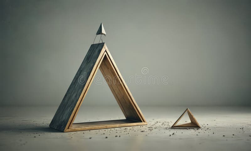 Minimalist Triangular Sculpture with Pointed Top and Smaller Triangular ...