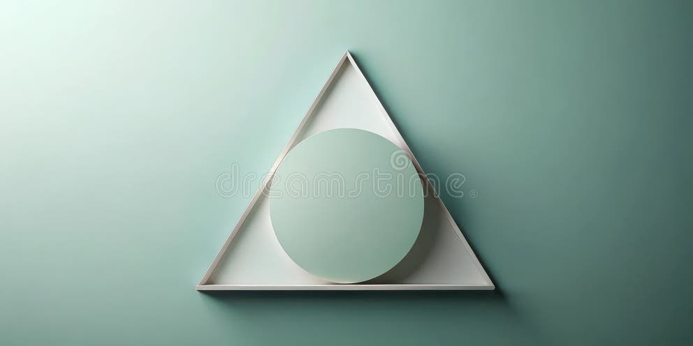 Minimalist Triangular Shelf with Circular Platform Against a Muted ...