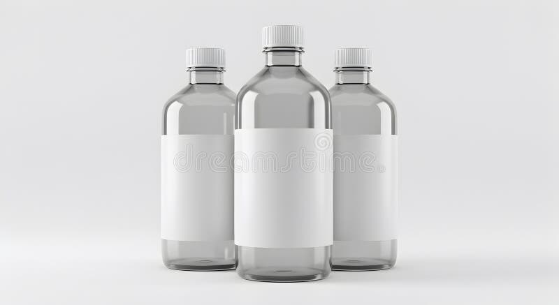Minimalist Trio of Clear Bottles with Labels, Ready for Product ...