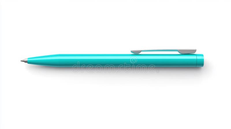 Minimalist Turquoise Pen on White Background Generative AI Stock ...