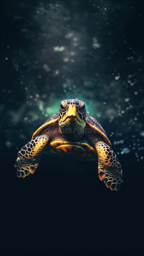 Minimalist Turtle on Dark Background. Generative AI Stock Illustration ...