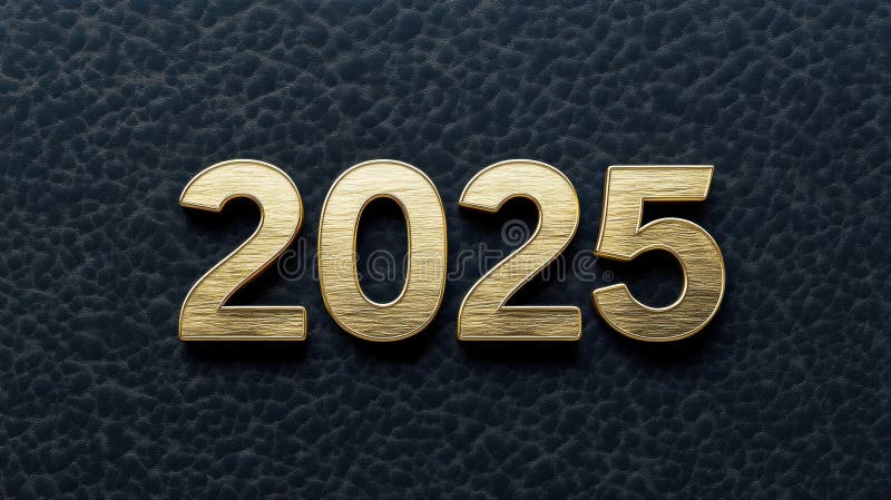 Minimalist 2025 Typography with Bold Metallic Gold Isolated Design ...