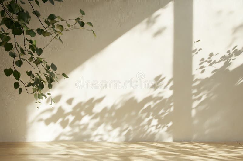 A Minimalist, Uncluttered Room Featuring a Shadowed Architectural ...