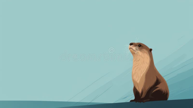 Minimalist Underwater Otter with Blue Background and Compass Stock ...