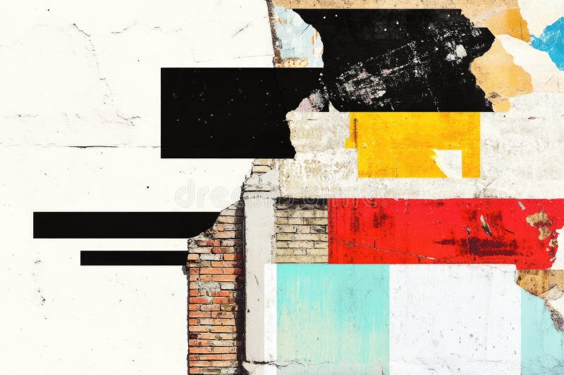 Minimalist Urban Art: Abstract Building Collage with Brick Pattern ...