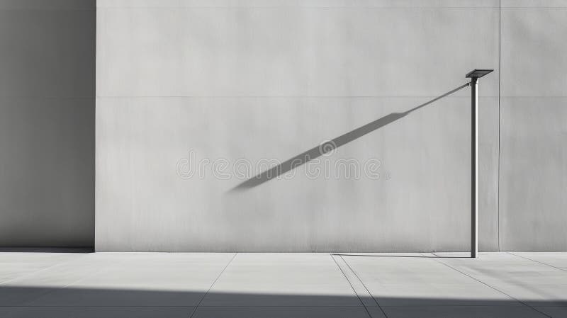 Minimalist Urban Scene Featuring Streetlight Casting Long Shadow on ...
