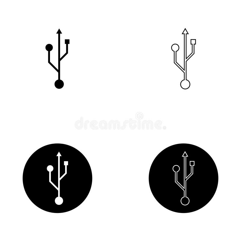 Minimalist USB Symbol Icon Vector Illustration Stock Vector ...