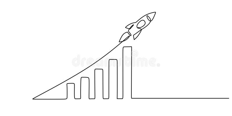 Minimalist Vector Art Rocket Graph. Launching Business Success Symbol ...